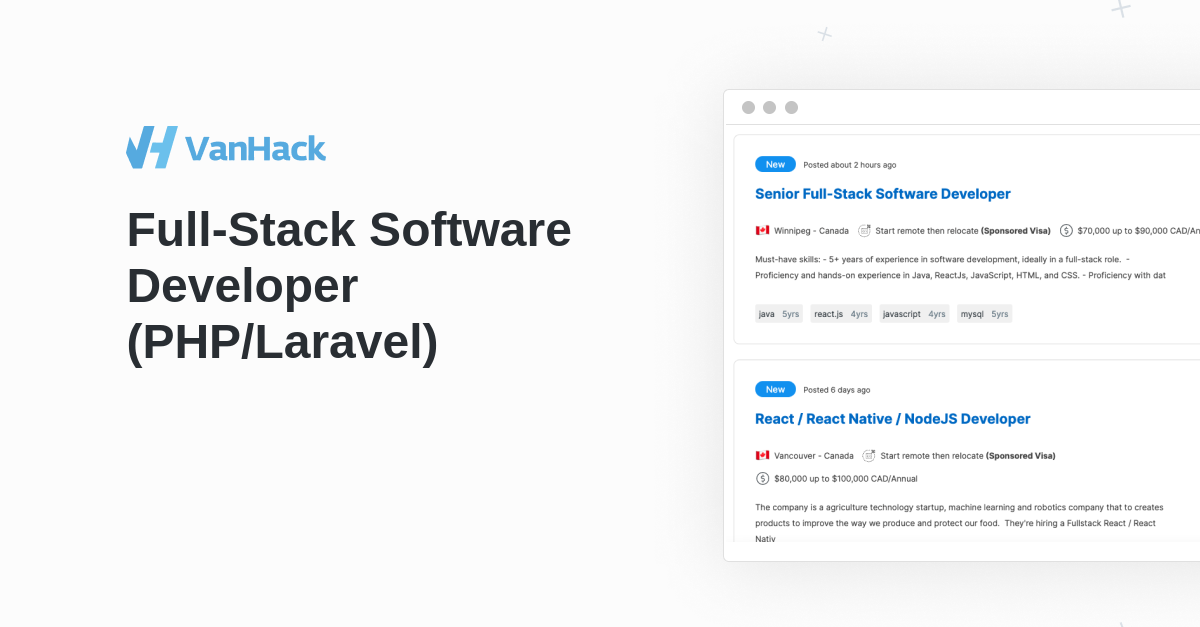 Full-Stack Software Developer (PHP/Laravel) - VanHack